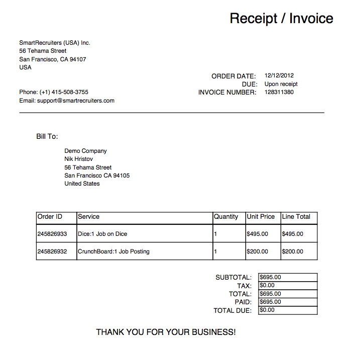 Invoice Number On Receipt